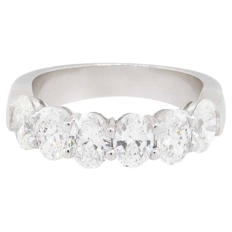 2.45 Carat Oval Cut Diamond Halfway Wedding Band Platinum For Sale at ...