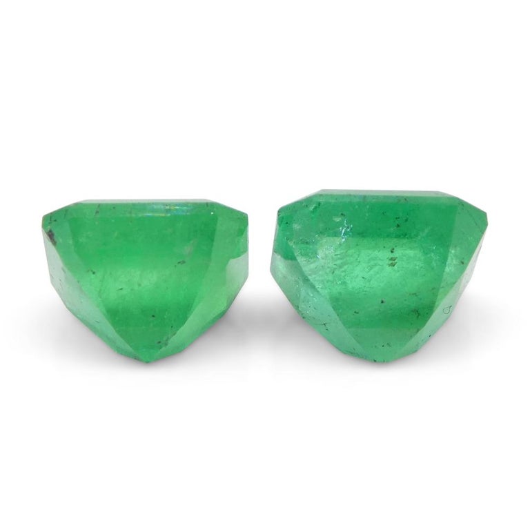 2.45ct Pair Square Green Emerald from Colombia For Sale at 1stDibs