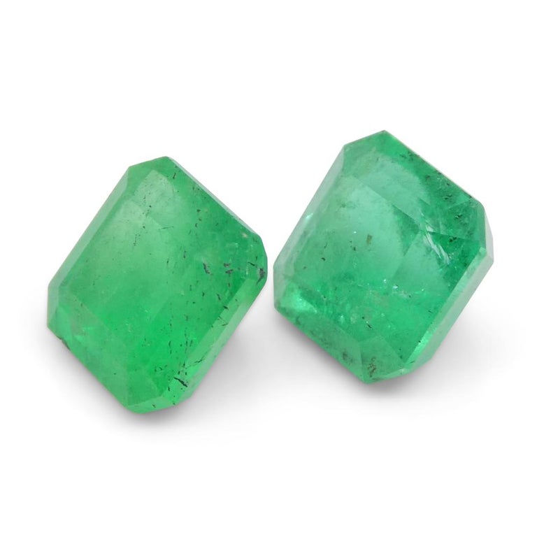 2.45ct Pair Square Green Emerald from Colombia For Sale at 1stDibs