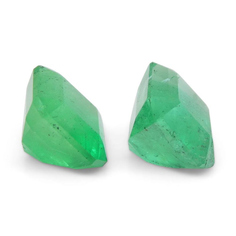2.45ct Pair Square Green Emerald from Colombia For Sale at 1stDibs
