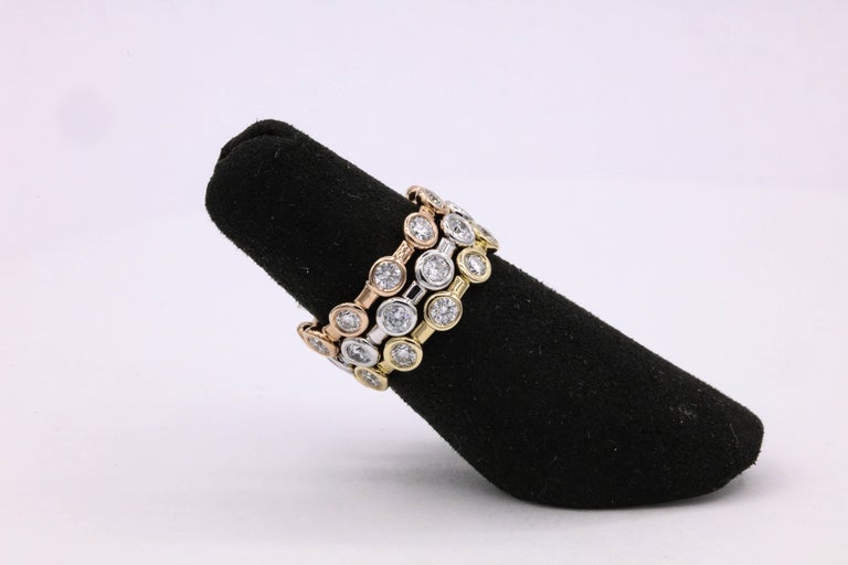2.46 Carat Diamond Tri-Color Stackable Rings For Sale at 1stDibs | tri ...