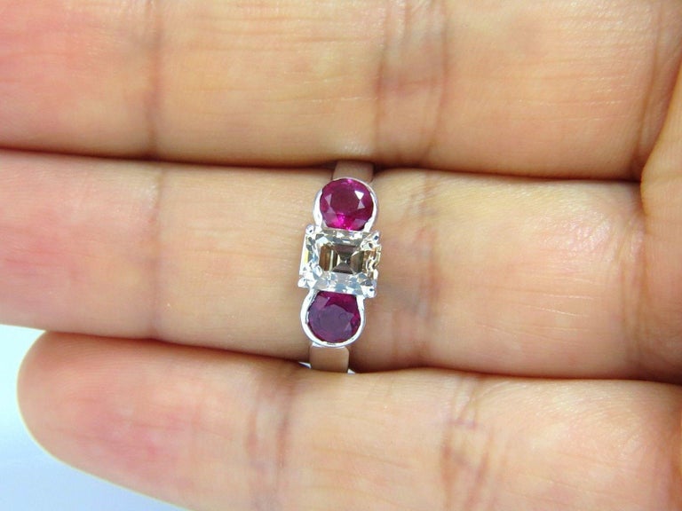2.46CT Natural fancy color light brown diamond ruby ring 18kt. Three ...