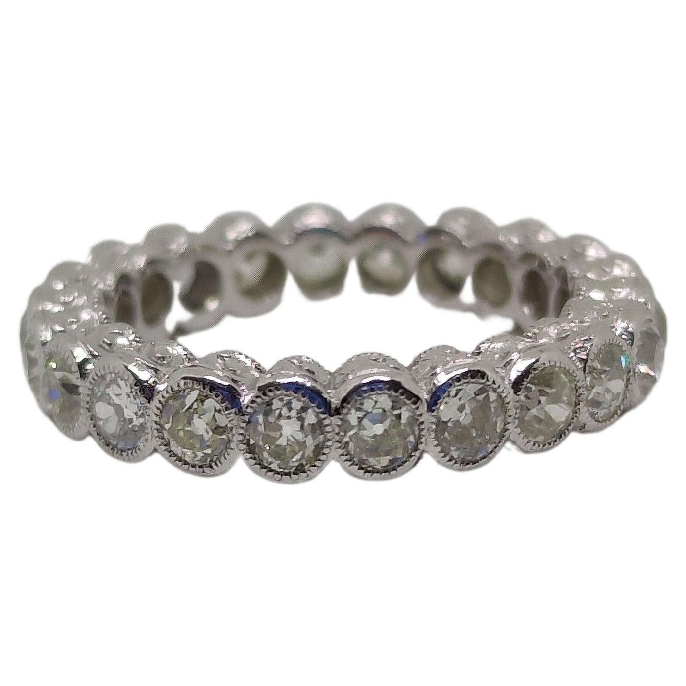 2.48 Carat Authentic Old Mine Cut Diamond Art Deco Eternity Ring ...
