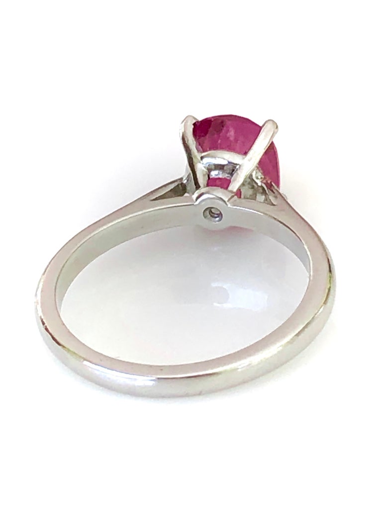 2.48 Carat Certified Untreated Ruby Engagement Solitaire Ring Platinum ...