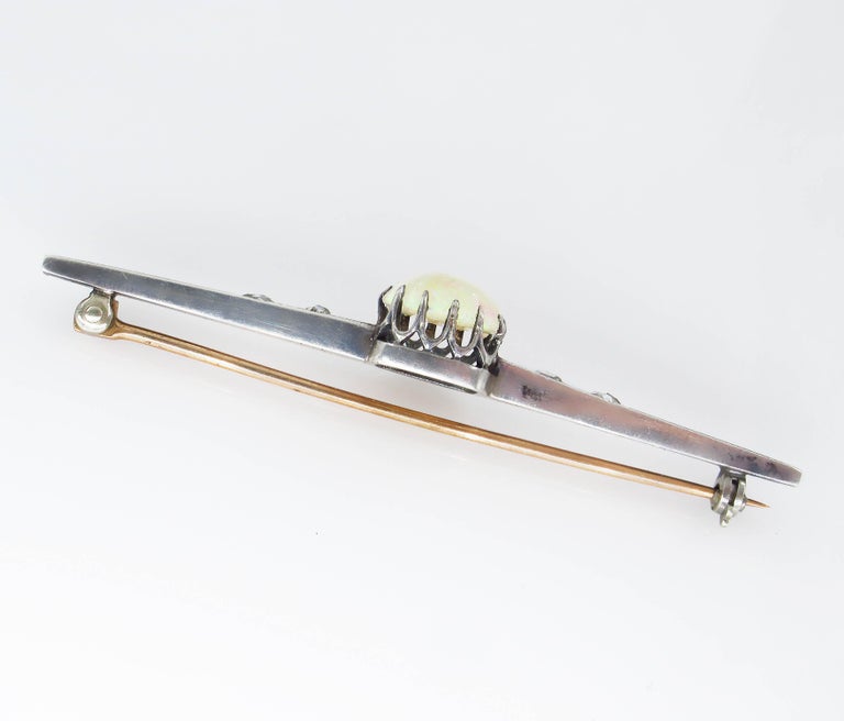 2.48ct Antique Vintage Edwardian Opal and Rose Cut Diamond Silver ...