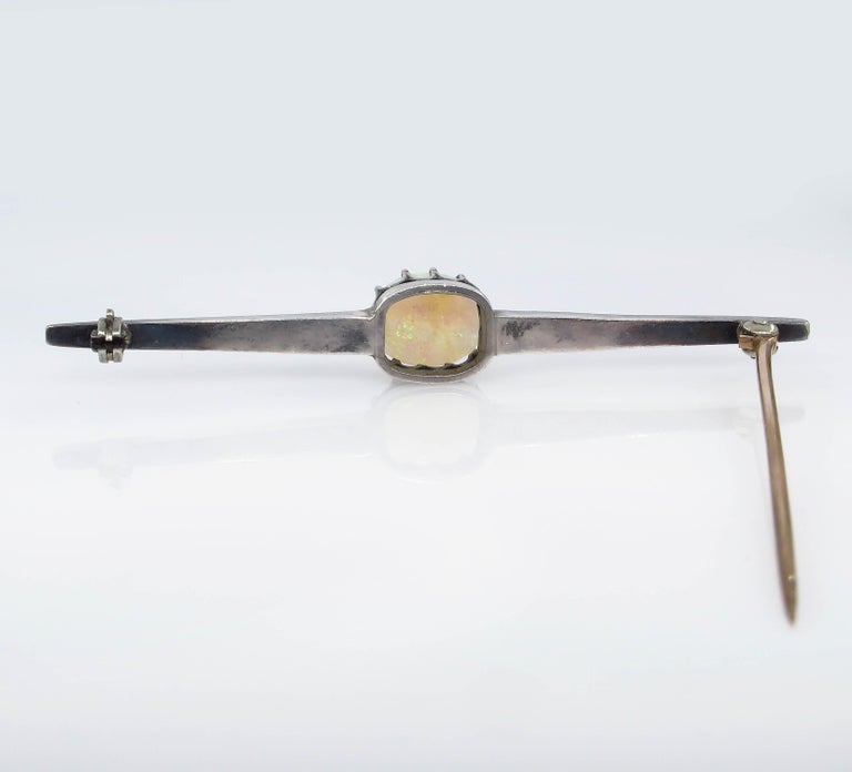 2.48ct Antique Vintage Edwardian Opal and Rose Cut Diamond Silver ...