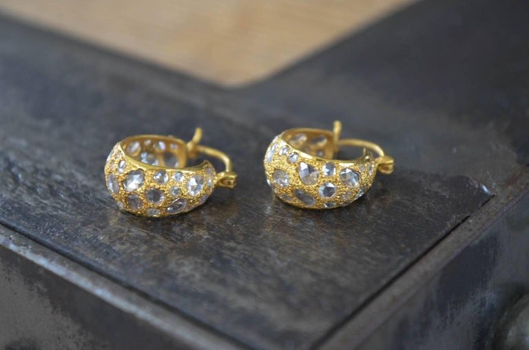 2.49 Carat Diamond Gold Hoops by Lauren Harper For Sale at 1stDibs