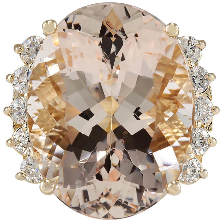 5.99 Carat Natural Morganite 18 Karat Yellow Gold Diamond Ring For Sale ...