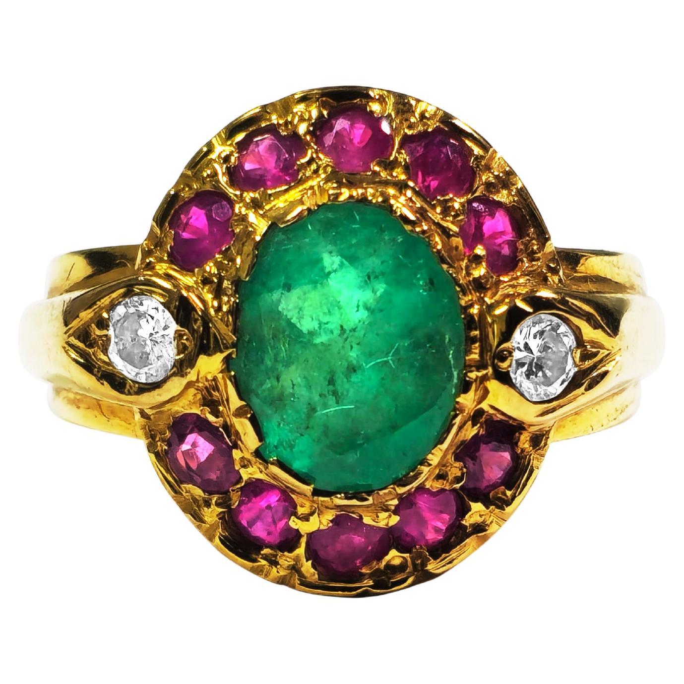 1 Carat Natural Ruby and 1.50ct Diamond Ring in 18K Yellow Gold For ...