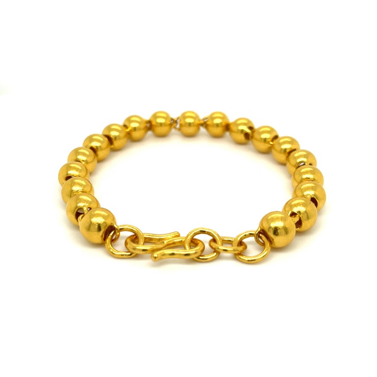 24k Gold Bead Bracelet For Sale at 1stDibs