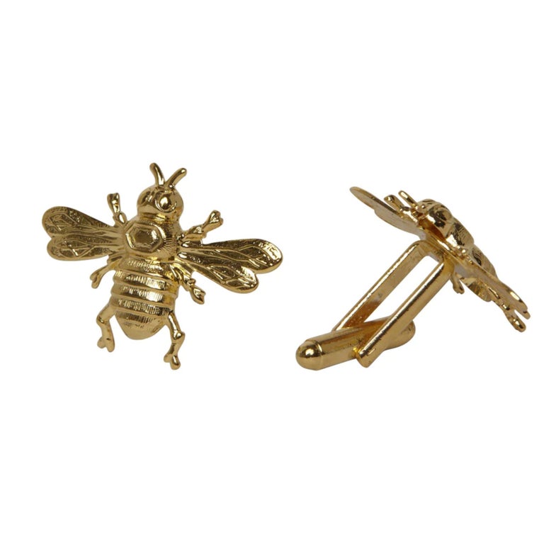 24K Gold Bee Cufflinks Plated on Brass For Sale at 1stDibs