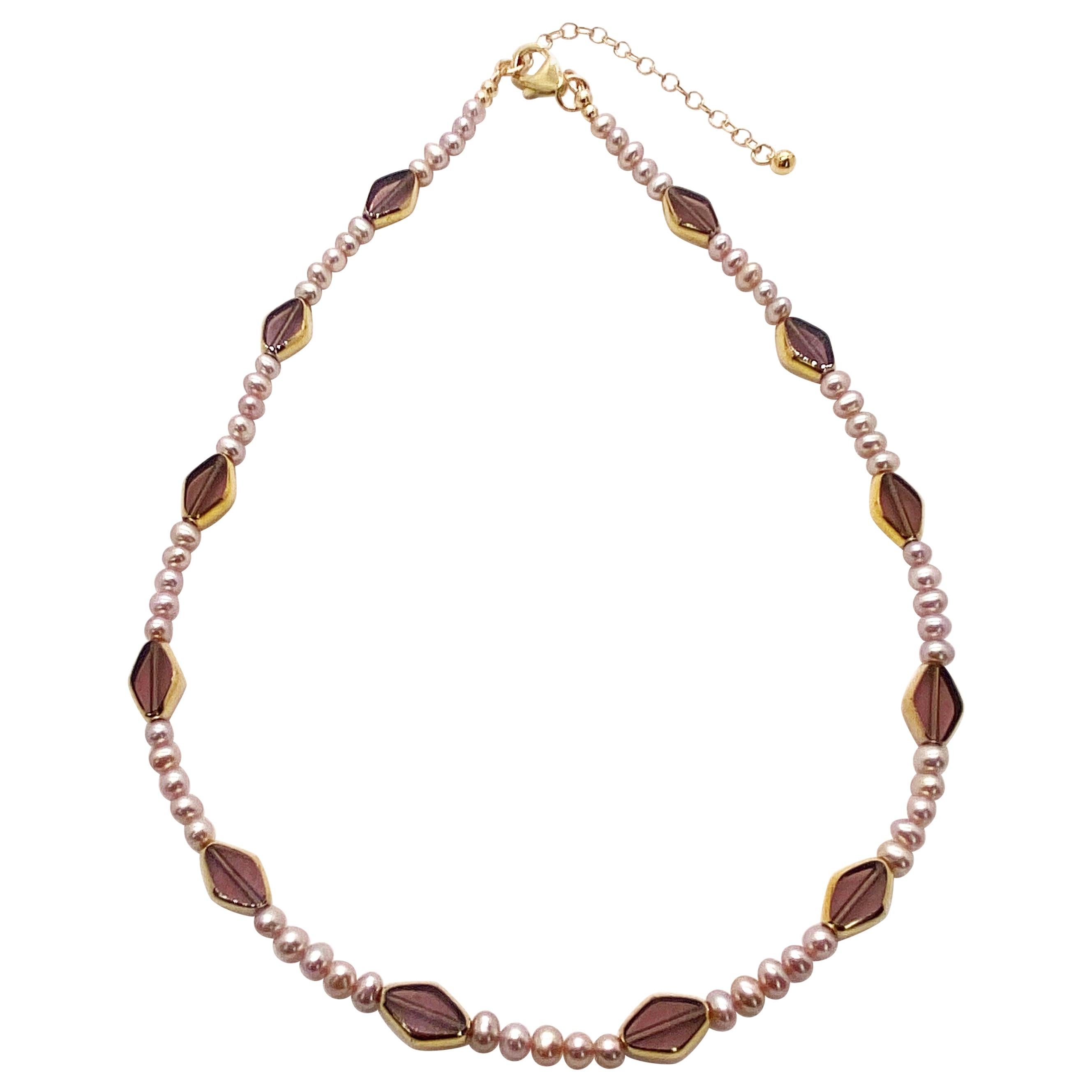 Trio Charm Vintage German Glass Bead on Freshwater Pearls and Chain For ...