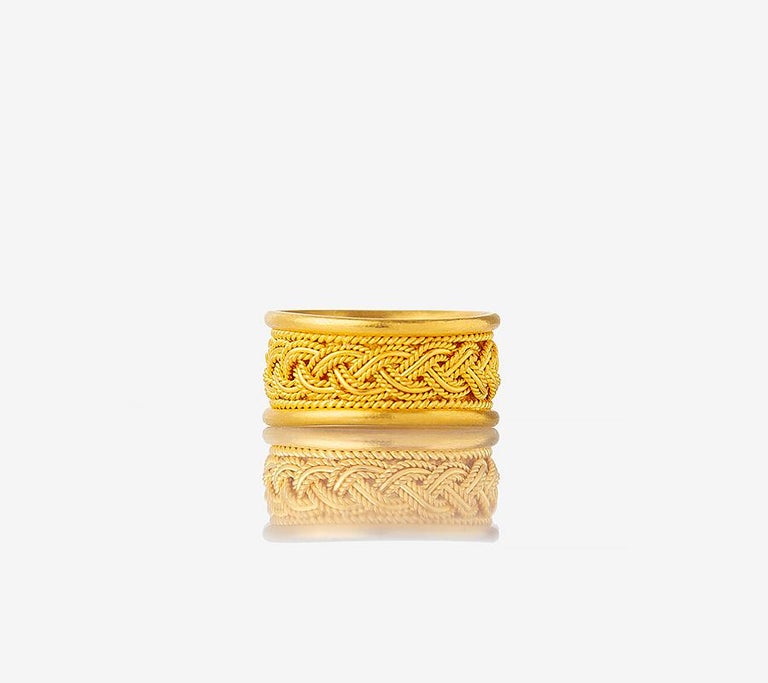 Customizable 24K Gold Hand Crafted Wide Weave Mesh Band Radiant Cut ...