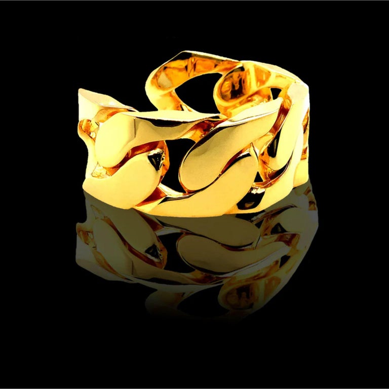 24K Gold Kuban Chain Cuff Plated on Brass For Sale at 1stDibs