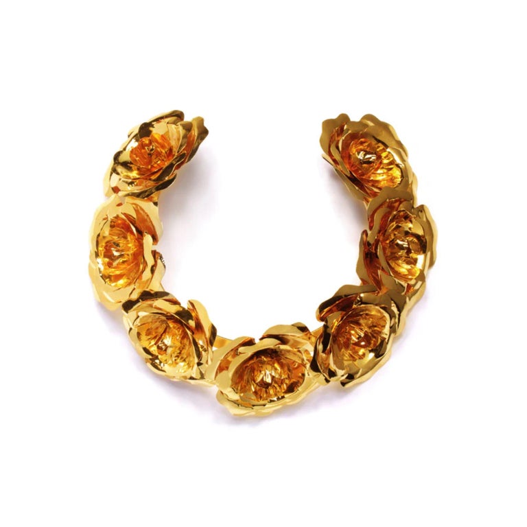 24K Gold Plated Rose 2.0 Choker Necklace For Sale at 1stDibs