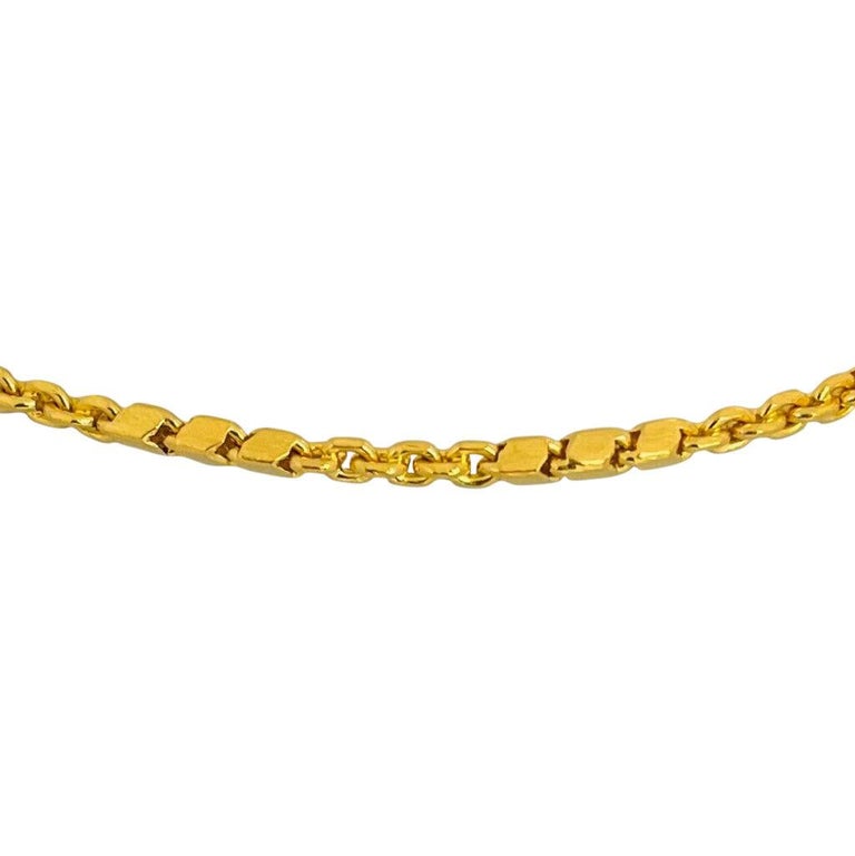 24k Karat Pure Yellow Gold Solid Heavy Cable and Bar Link Chain ...