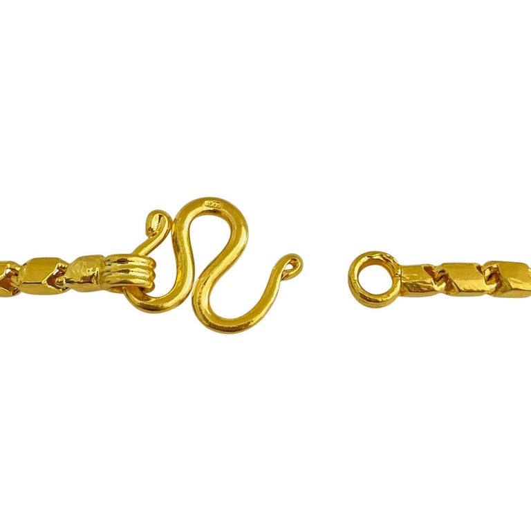 24k Karat Pure Yellow Gold Solid Heavy Cable and Bar Link Chain ...
