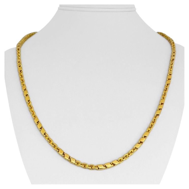 24k Karat Pure Yellow Gold Solid Heavy Cable and Bar Link Chain ...