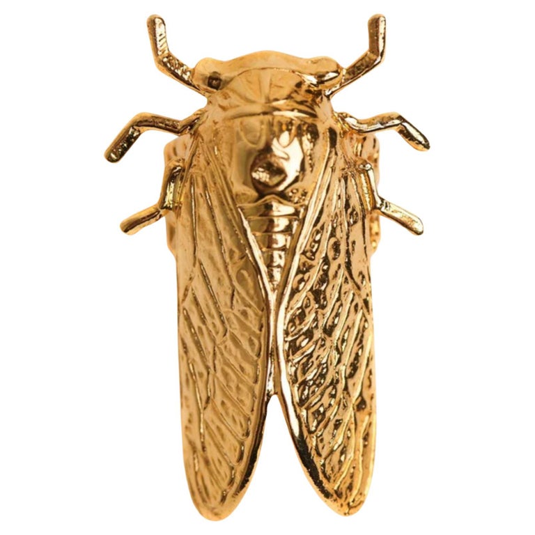 24K Yellow Gold Plated Clarice Cicada Ring For Sale at 1stDibs