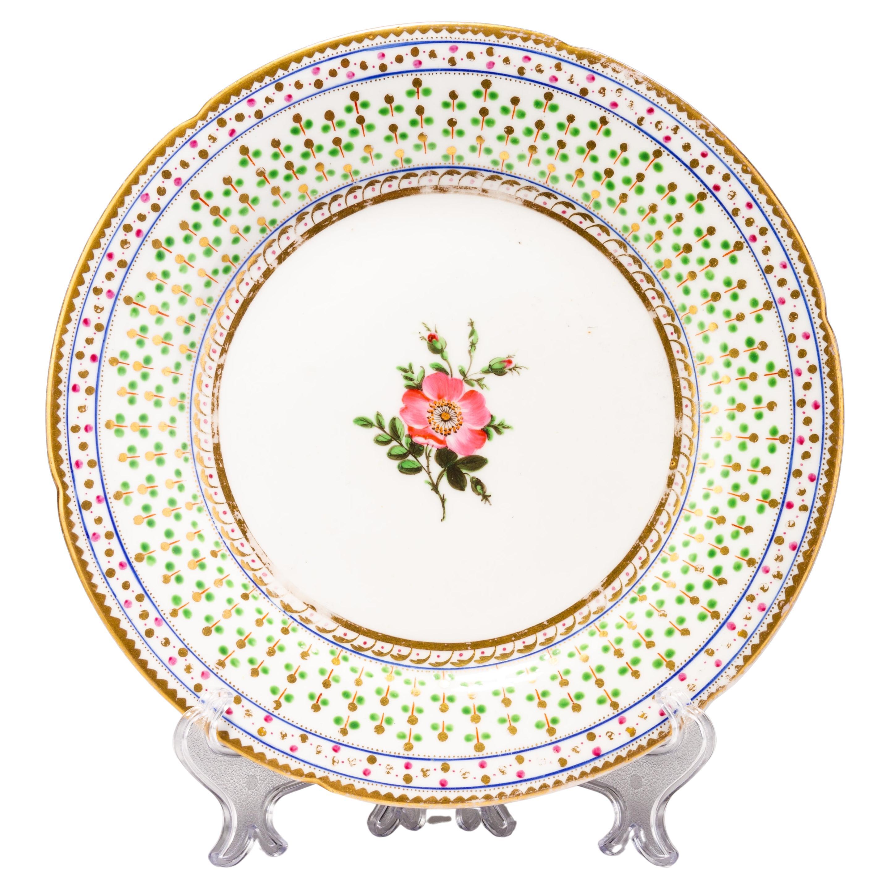 24KT Gold Fine English Porcelain Plate Mid 19th Century For Sale at 1stDibs