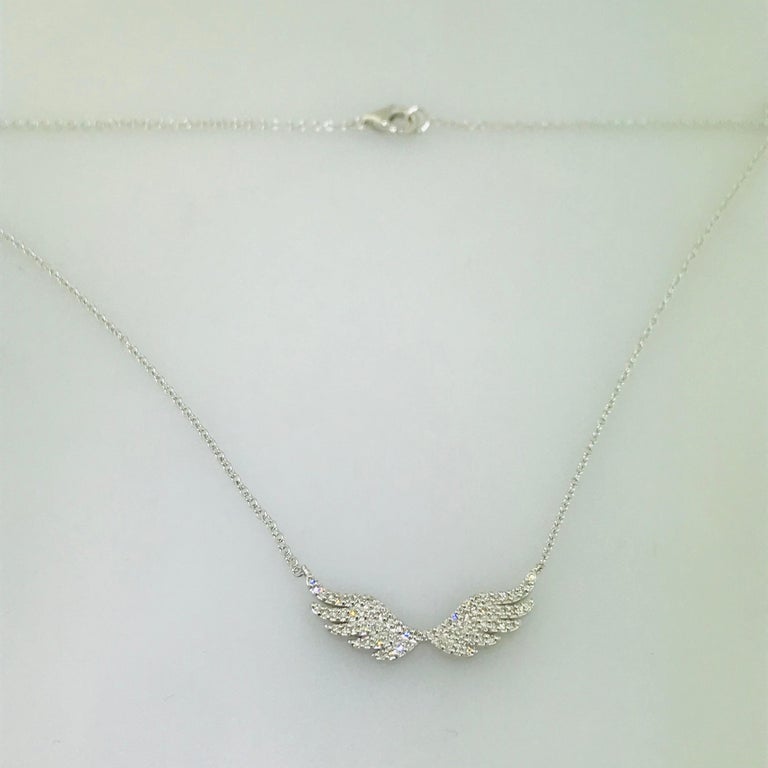 .25 Carat Diamond Angel Wings Necklace in 14 Karat White Gold, Gold ...
