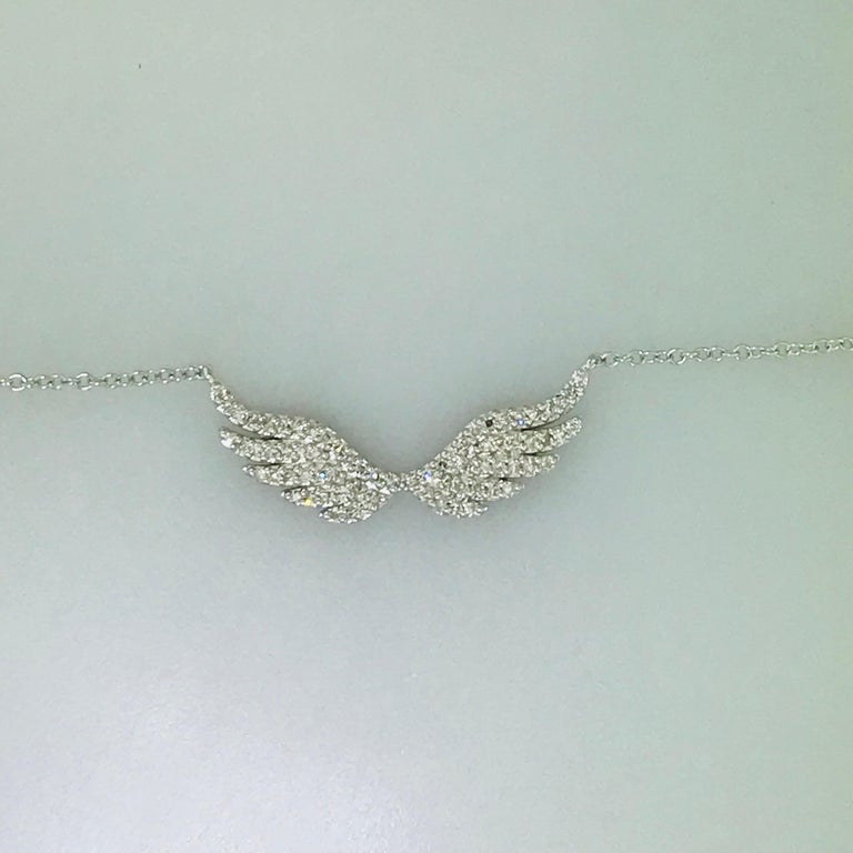 .25 Carat Diamond Angel Wings Necklace in 14 Karat White Gold, Gold ...