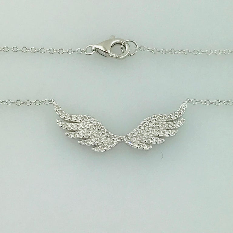 .25 Carat Diamond Angel Wings Necklace in 14 Karat White Gold, Gold ...