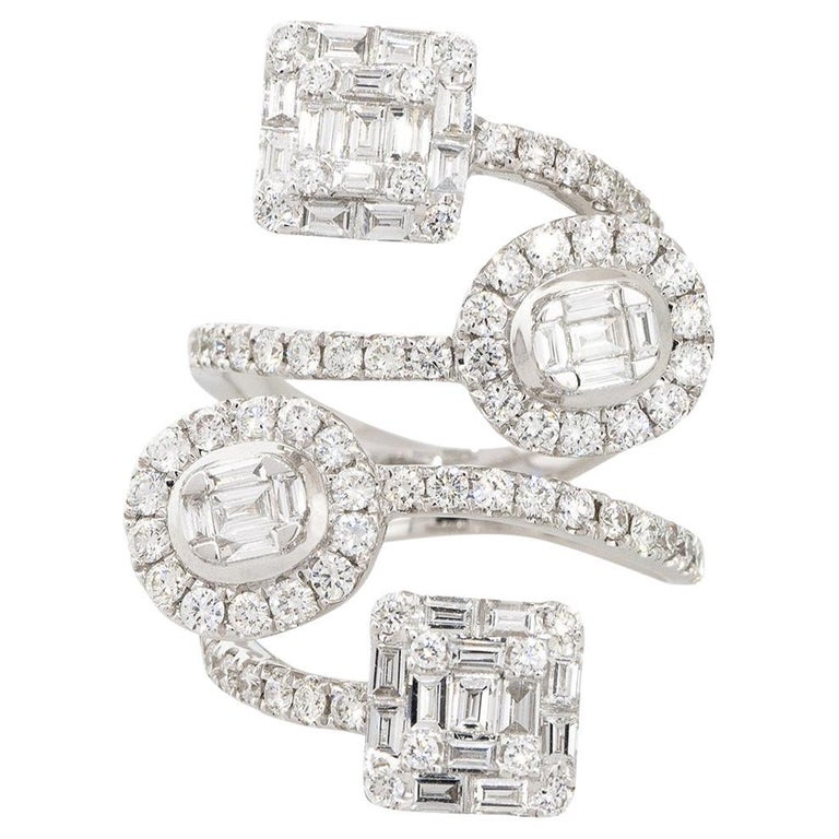 2.5 Carat Diamond Mosaic Station Crossover Ring 18 Karat in Stock For ...