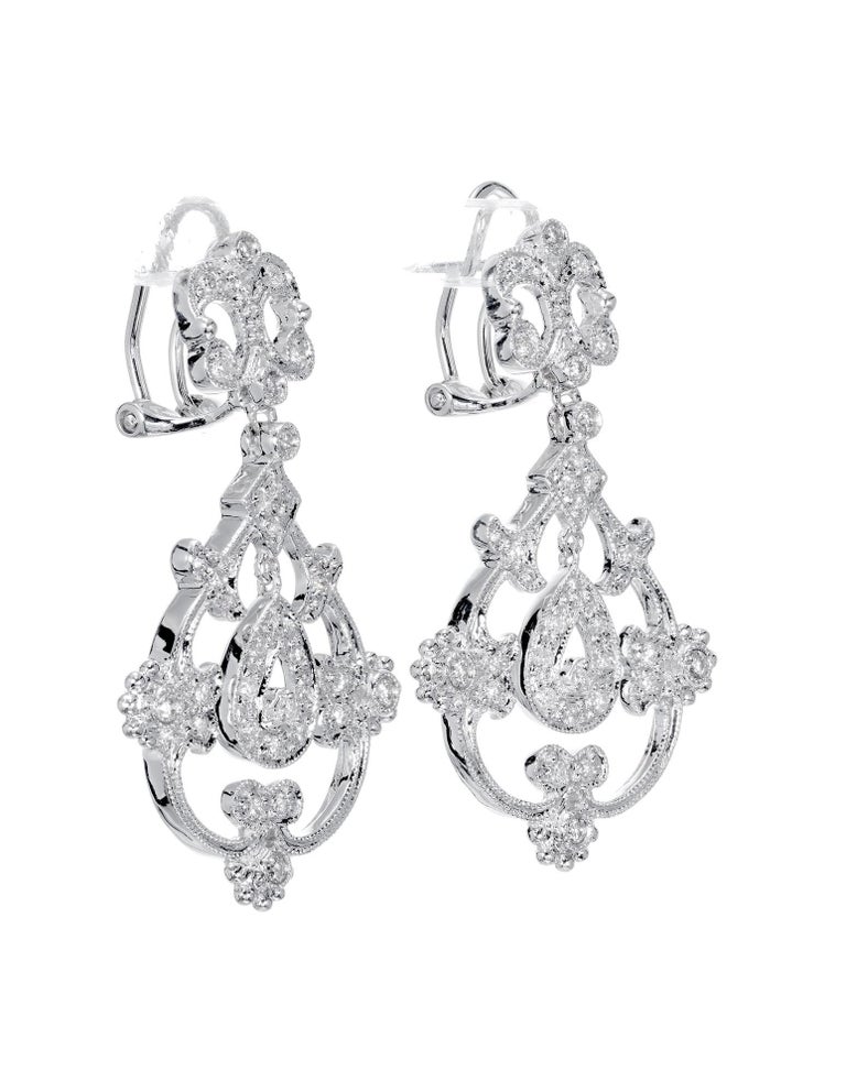 .25 Carat Diamond Open Work Dangle Earrings For Sale at 1stDibs