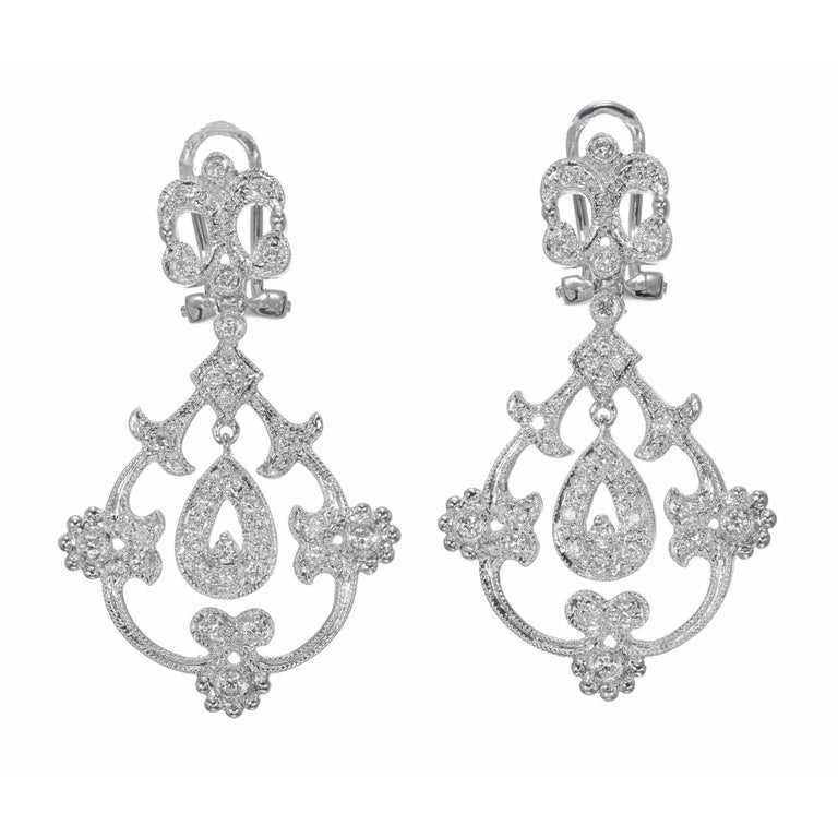 .25 Carat Diamond Open Work Dangle Earrings For Sale at 1stDibs