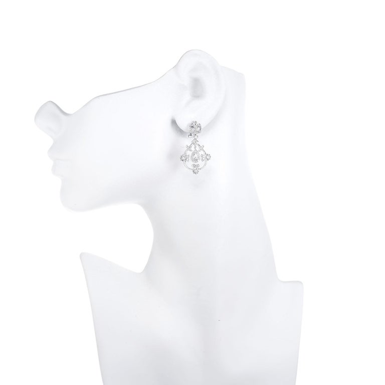.25 Carat Diamond Open Work Dangle Earrings For Sale at 1stDibs