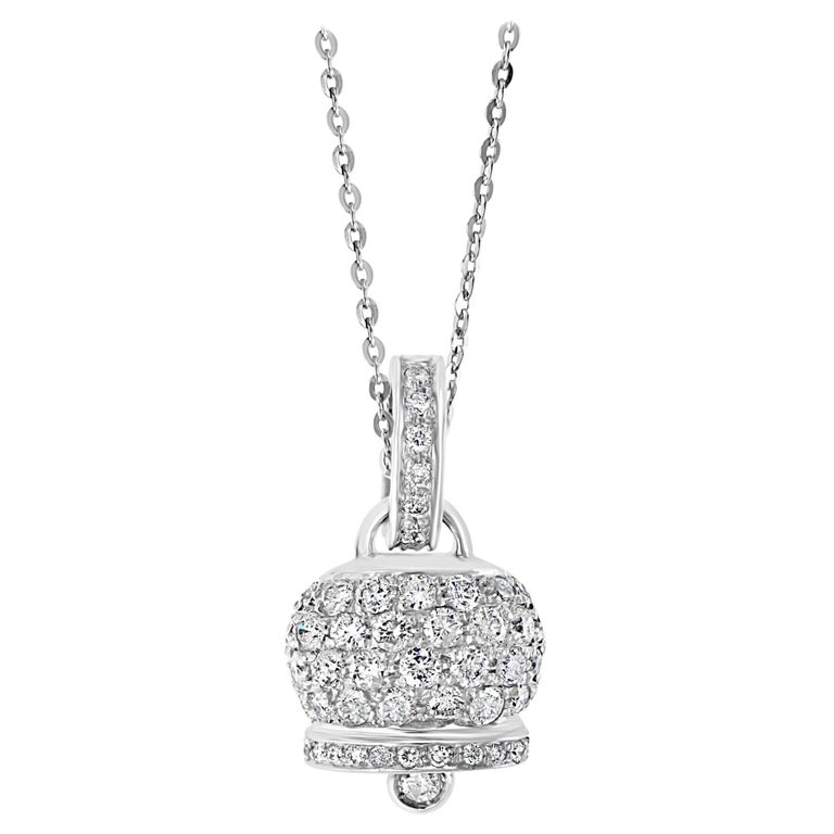 2.5 Carat Diamond Swiss Cow Bell Pendant/Enhancer 14 Karat White Gold ...