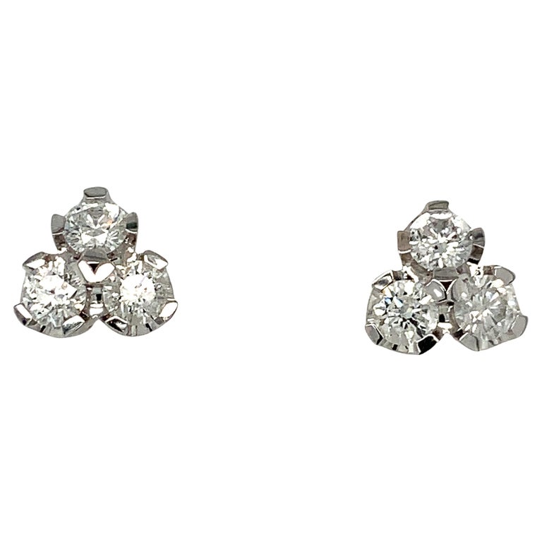 2.5 Carat Diamond White Gold Trio Stud Earrings For Sale at 1stDibs