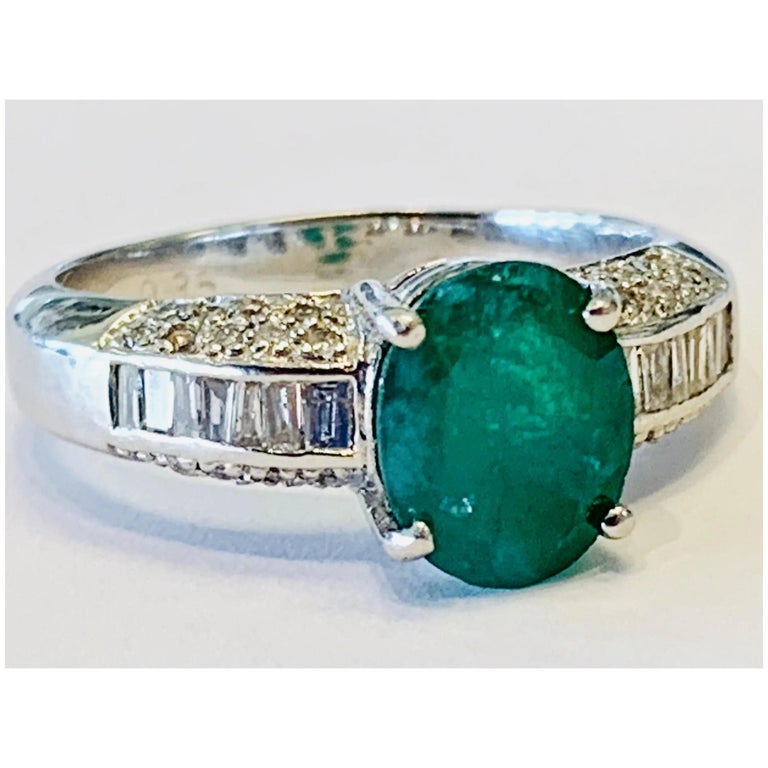 Customizable 2.5 Carat Emerald Diamond Engagement Ring Unique Half ...