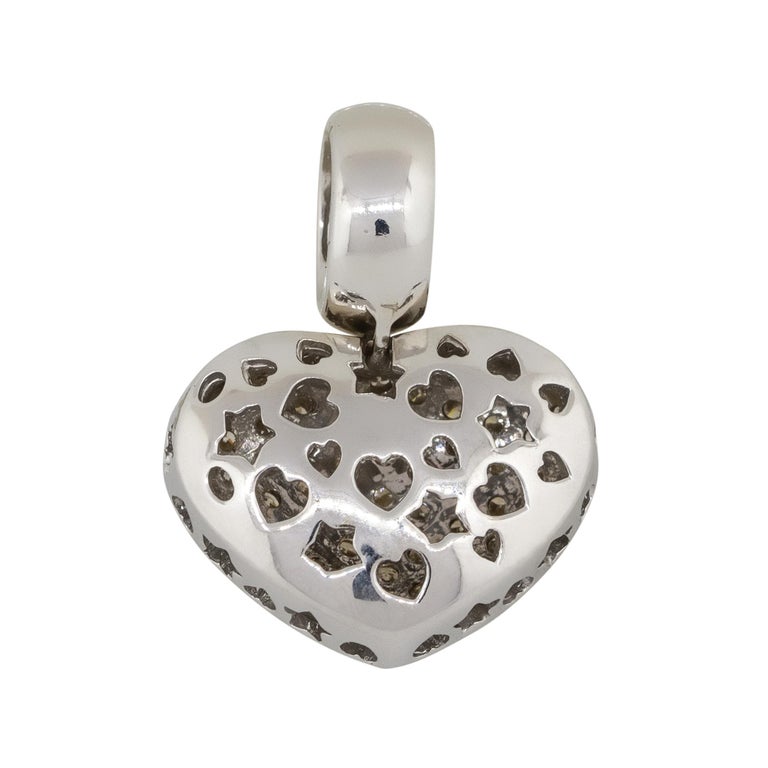 2.5 Carat Round Diamond Pave Puffed Heart Pendant 18 Karat For Sale at ...