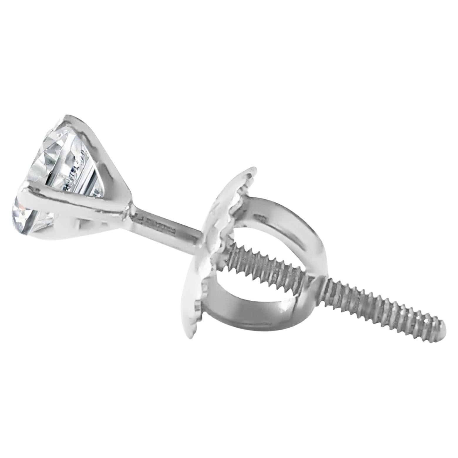 25 Carat Single Diamond Stud Earring in 14 Karat White Gold Screwback ...