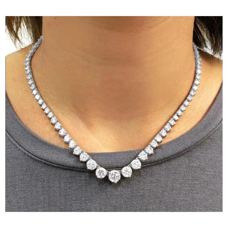 25 Carat Total Weight Round Brilliant Cut Diamonds Riviera Necklace For ...