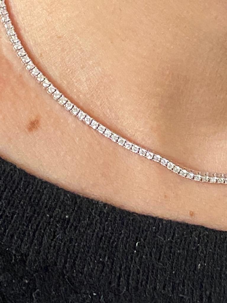 2.5 Pointer Diamond Tennis Necklace 14k For Sale at 1stDibs