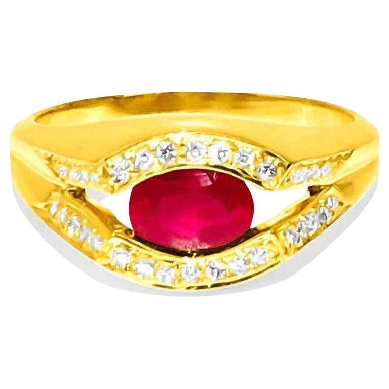 2.50 Carat Evil Eye Burma Ruby Diamond 18k Gold Cocktail Ring For Sale ...