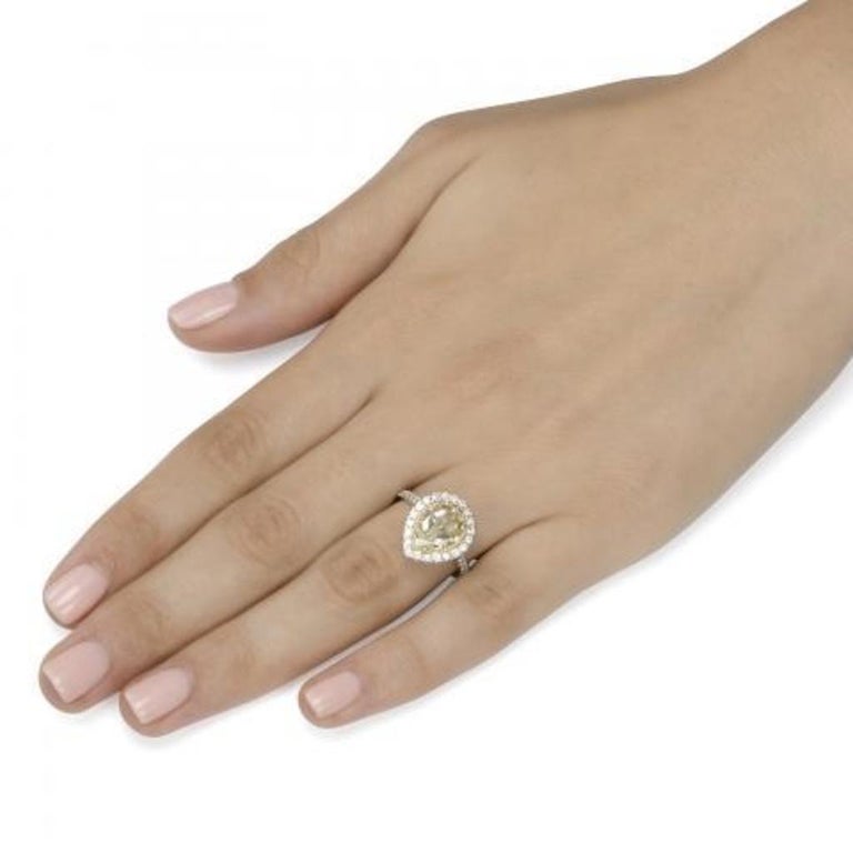 2.50 Carat Fancy Yellow Pear Shaped Diamond Engagement Ring at 1stDibs ...