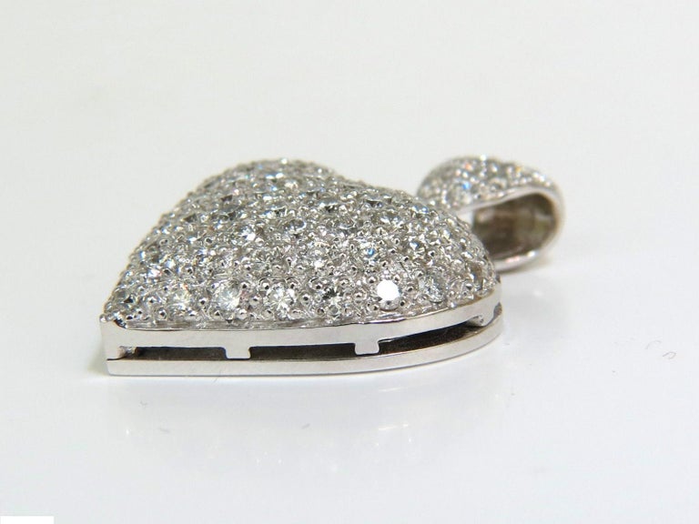 2.50 Carat Puffed Dome Full Cuts Diamonds Heart Pendant 14 Karat For ...