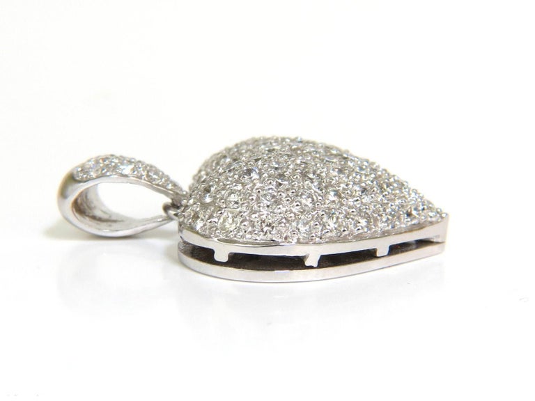 2.50 Carat Puffed Dome Full Cuts Diamonds Heart Pendant 14 Karat For ...