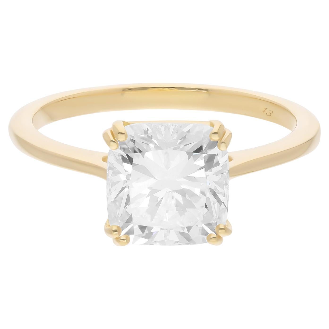 2.50 Carat SI/H Solitaire Cushion Cut Diamond Wedding Ring 14 Karat ...