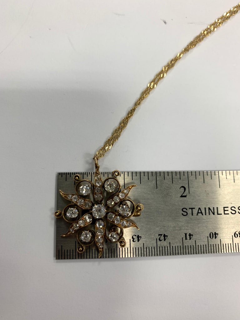 2.50 Carat Victorian Gold Pendant Old European Cut Natural Diamonds ...