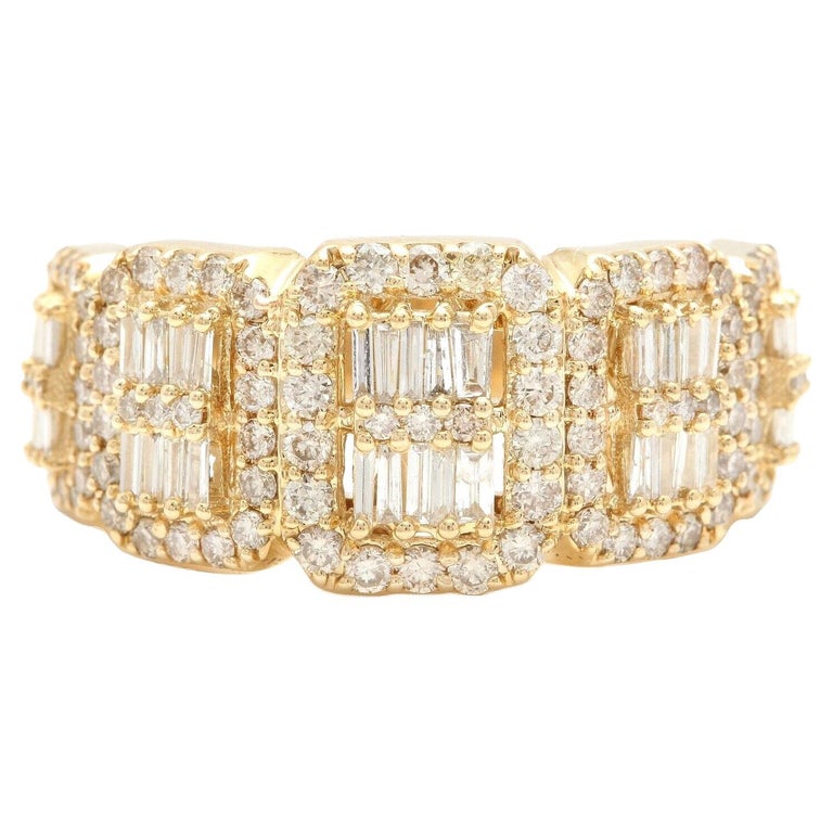 2.50ct Natural Diamond 14K Solid Yellow Gold Men's Ring For Sale at 1stDibs