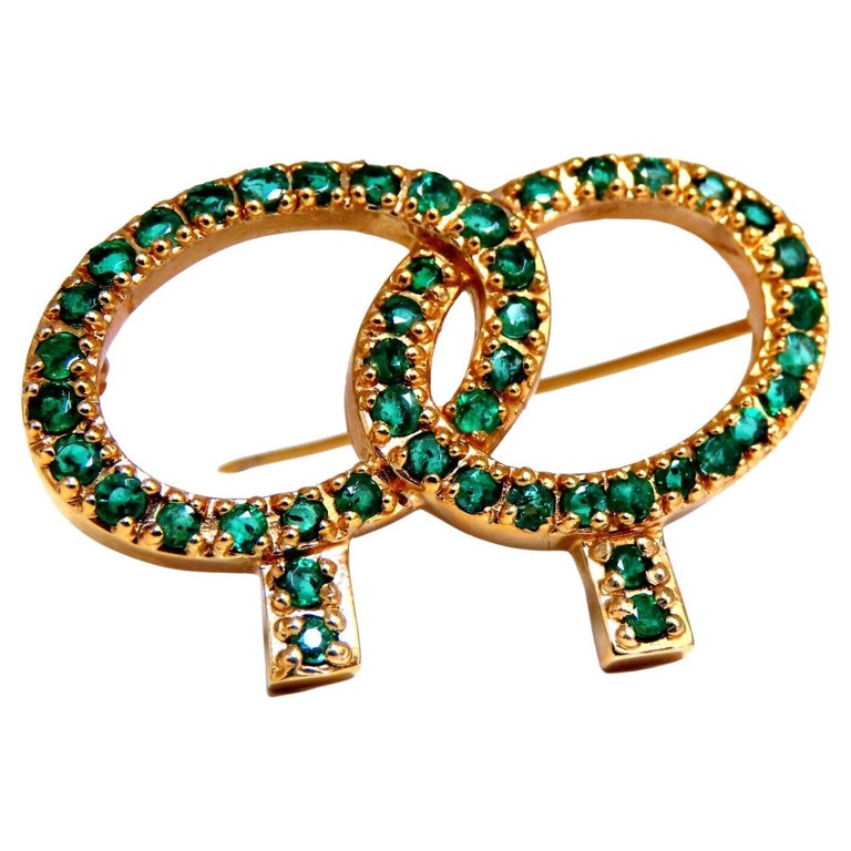 2.50ct Natural Emerald Doubletree Pin 14kt For Sale at 1stDibs