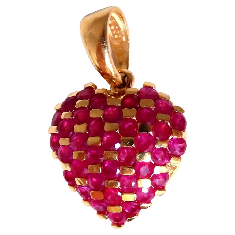 2.50ct Natural Red Ruby Heart Pendant 14 Karat at 1stDibs