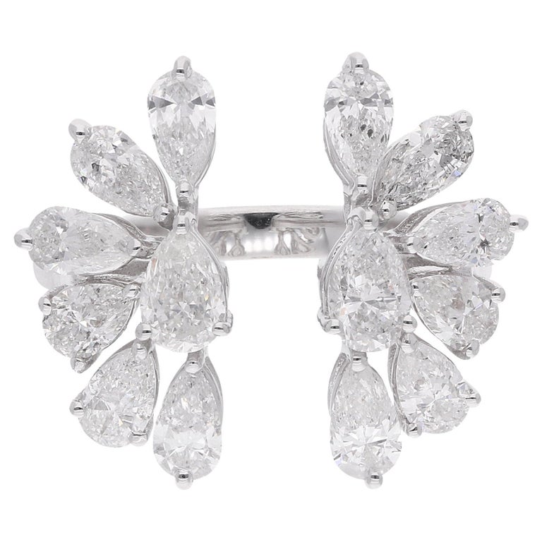 2.51 Carat Pear Diamond Wing Design Ring 18 Karat White Gold Handmade ...
