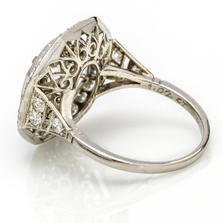 2.52 Carat Platinum Diamond Art Deco Octagon Engagement Ring For Sale ...