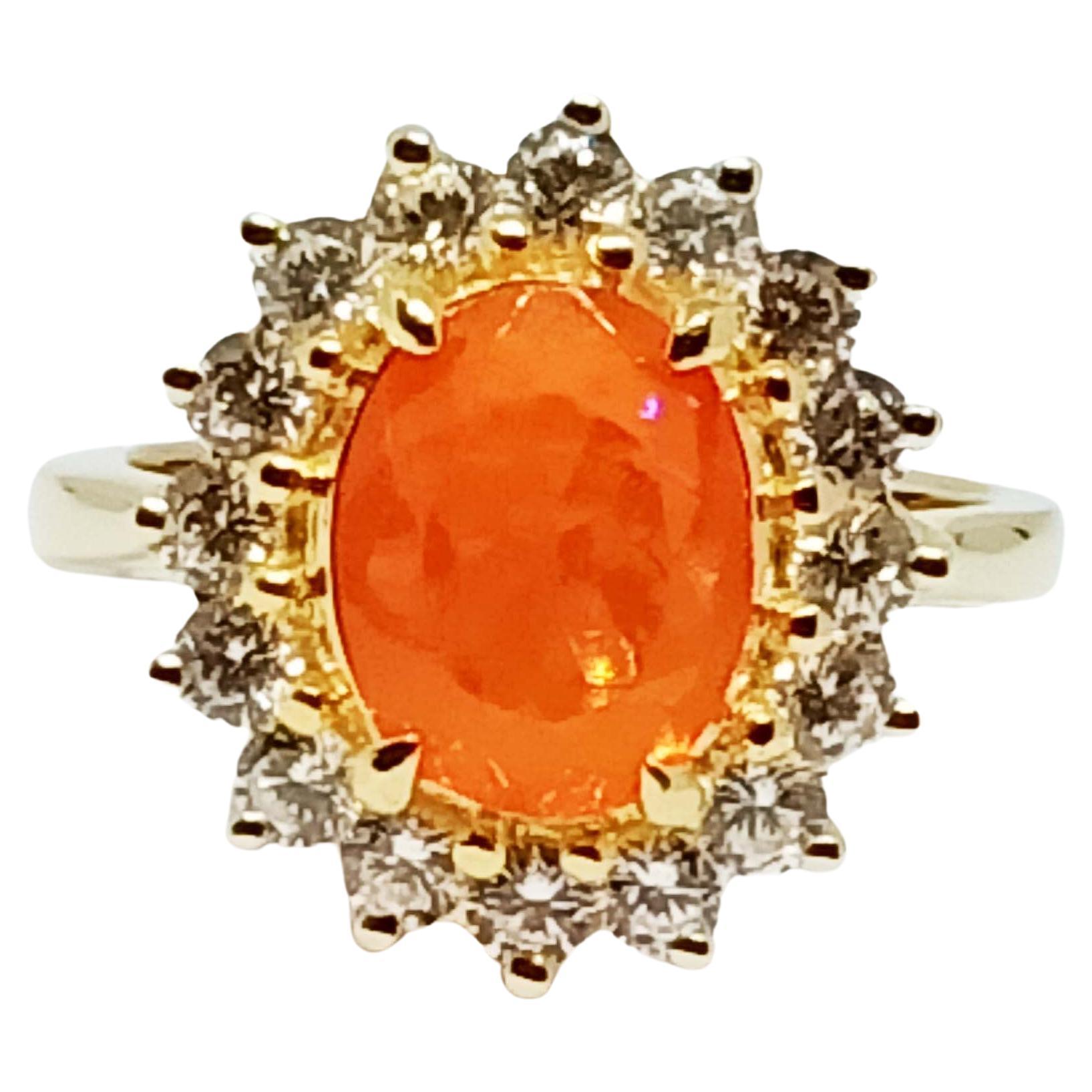 2.53cts. Orange Opal Ring.Sterling Silver in 18K Gold Plated. For Sale ...